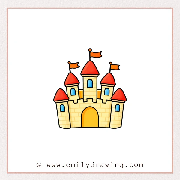 How to Draw a Cartoon Castle - Emily Drawing