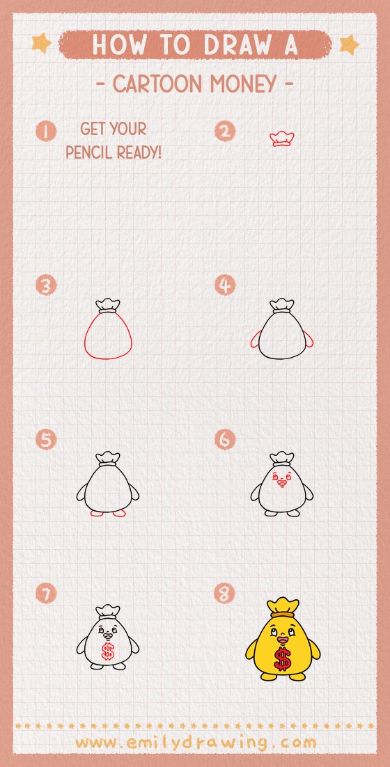 How to Draw a Cartoon Money - Emily Drawing