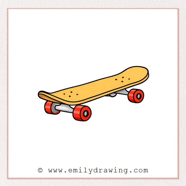 How to Draw a Cartoon Skateboard - Emily Drawing