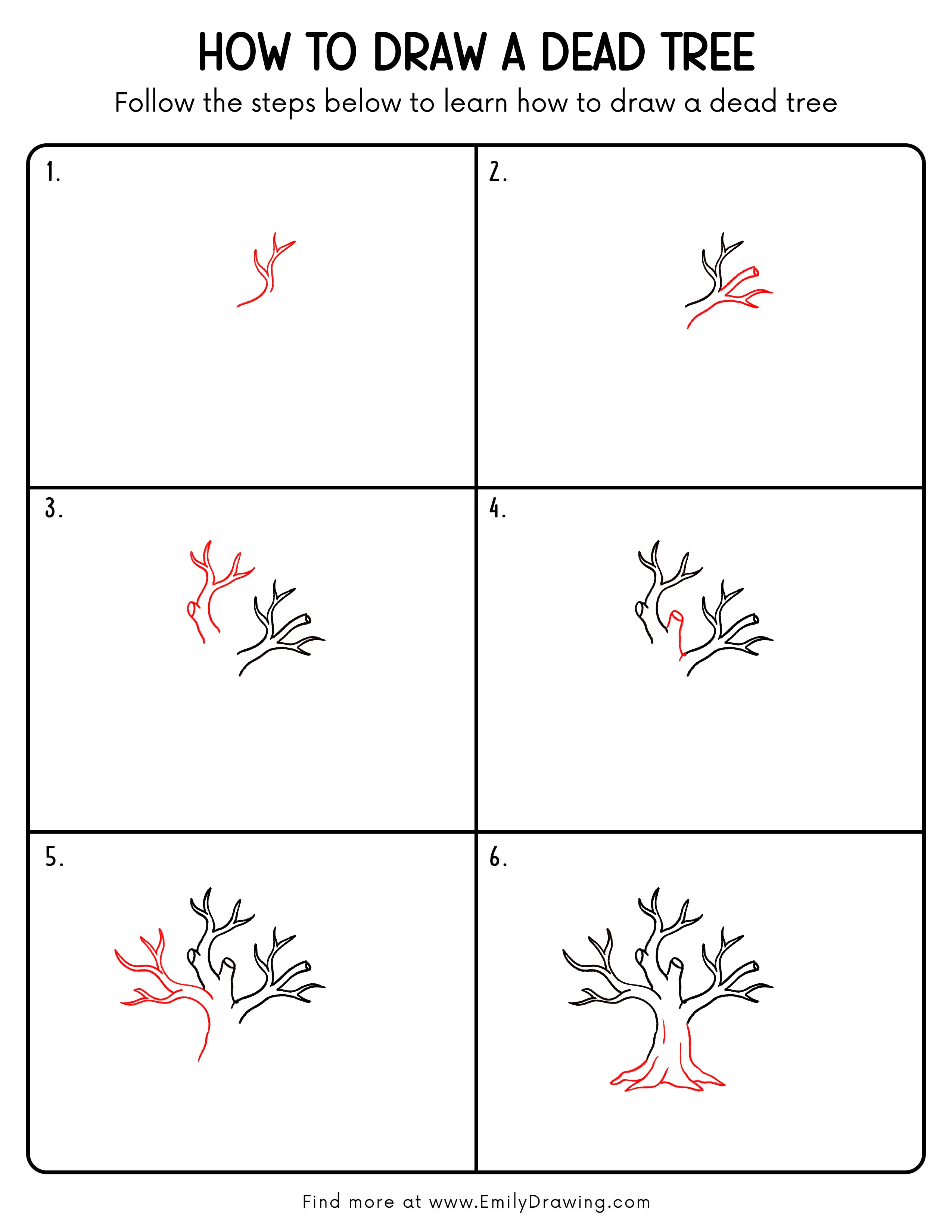How to Draw a Dead Tree - Emily Drawing