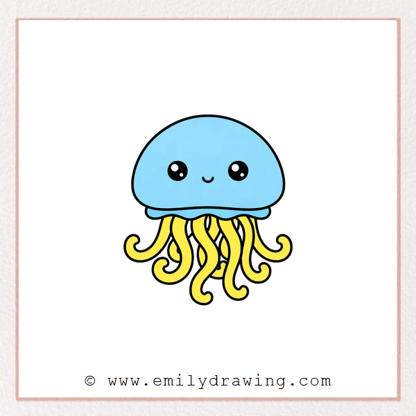 How to Draw a Cartoon Jellyfish - Emily Drawing