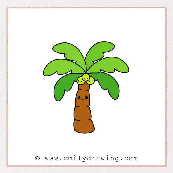 How to Draw a Cartoon Palm Tree - Emily Drawing