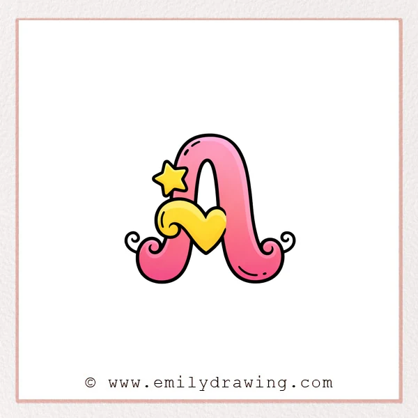 How to Draw a Fancy Letter A - Emily Drawing