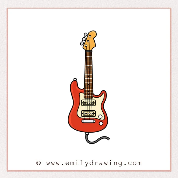 How to Draw an Electric Guitar - Emily Drawing